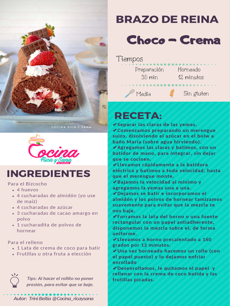 Brazo de Reina Choco - Crema | PDF | Merengue | Comida y bebida