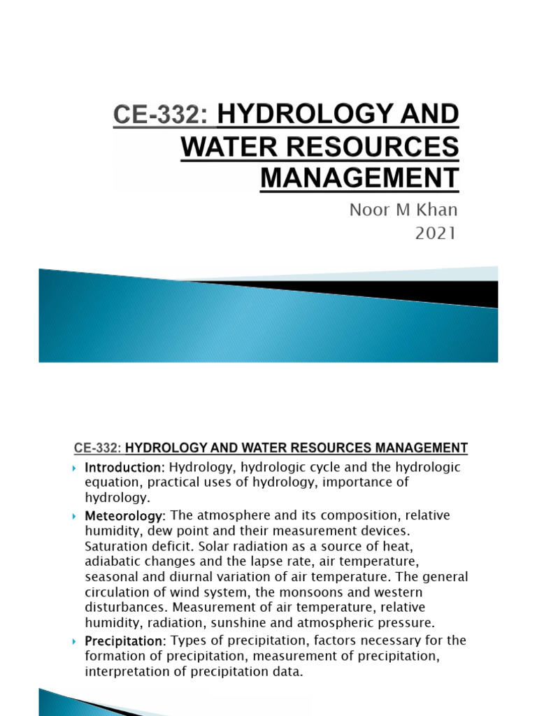 Introduction Hydrology NM Khan | PDF