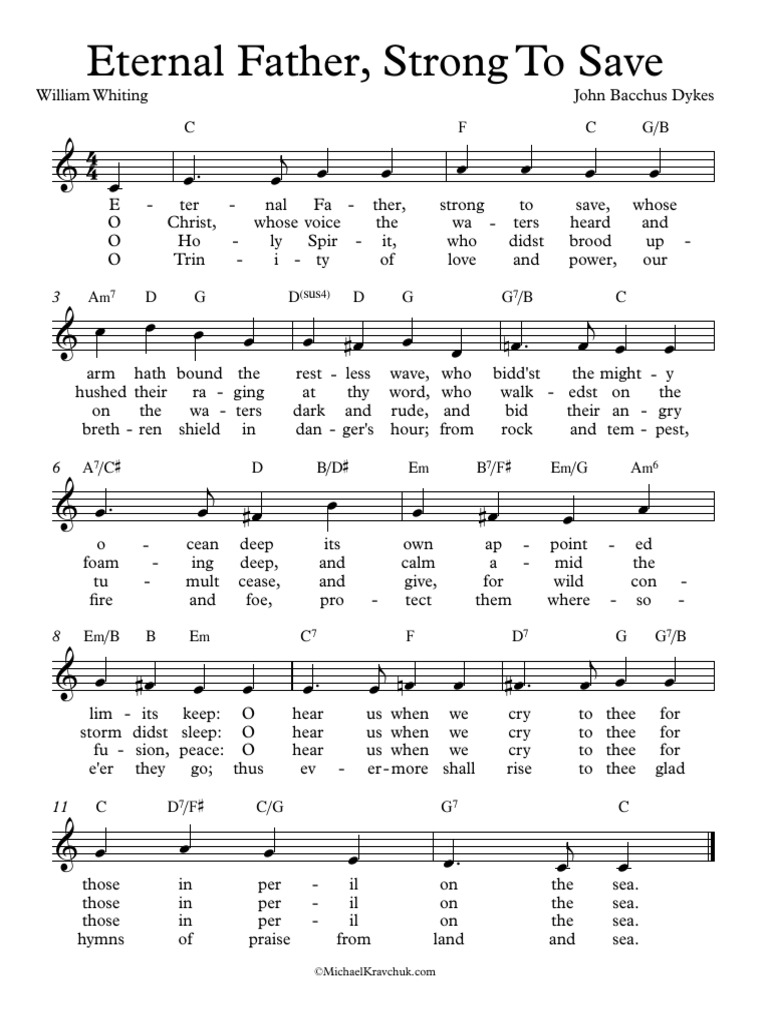 Eternal Father Strong To Save C Major | PDF