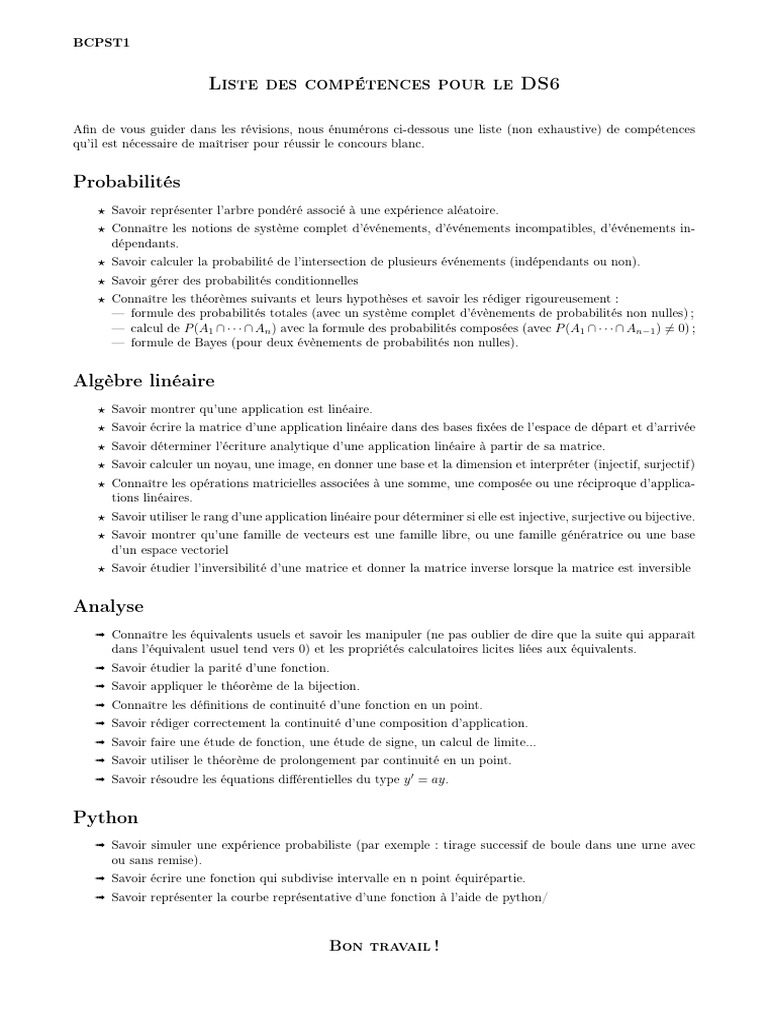Liste Competences DS6 | PDF