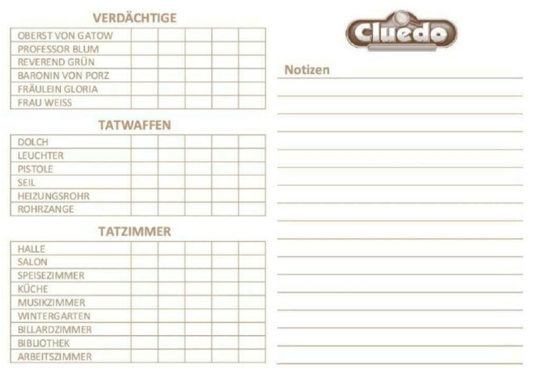 Cluedo Vorlage | PDF