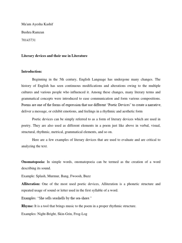Assg 3 - Literary Devices and Their Use in Literature | PDF | Poetry | General Fiction