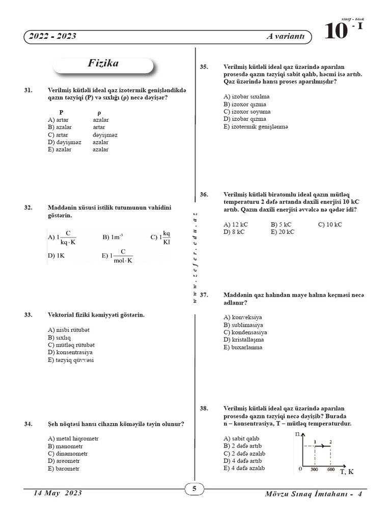 Fizika Sinif 10 Blok 1 - 14 May - Layout 1 | PDF