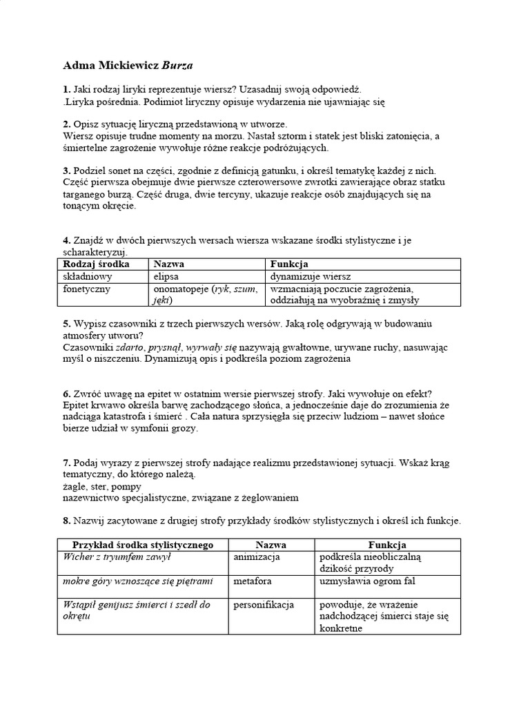 Burza - Karta Pracy | PDF