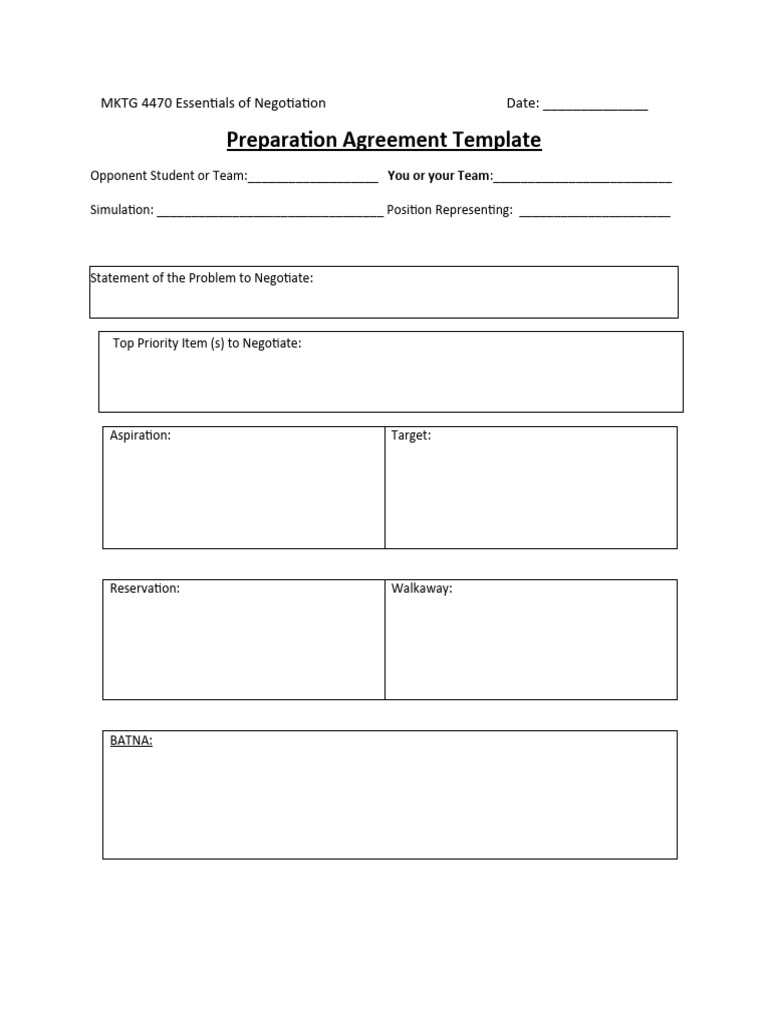 MKTG 4470 Preparation Agreement Template Rev (3) - 2 | PDF | Business