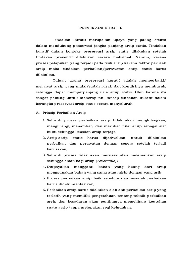Preservasi Kuratif | PDF