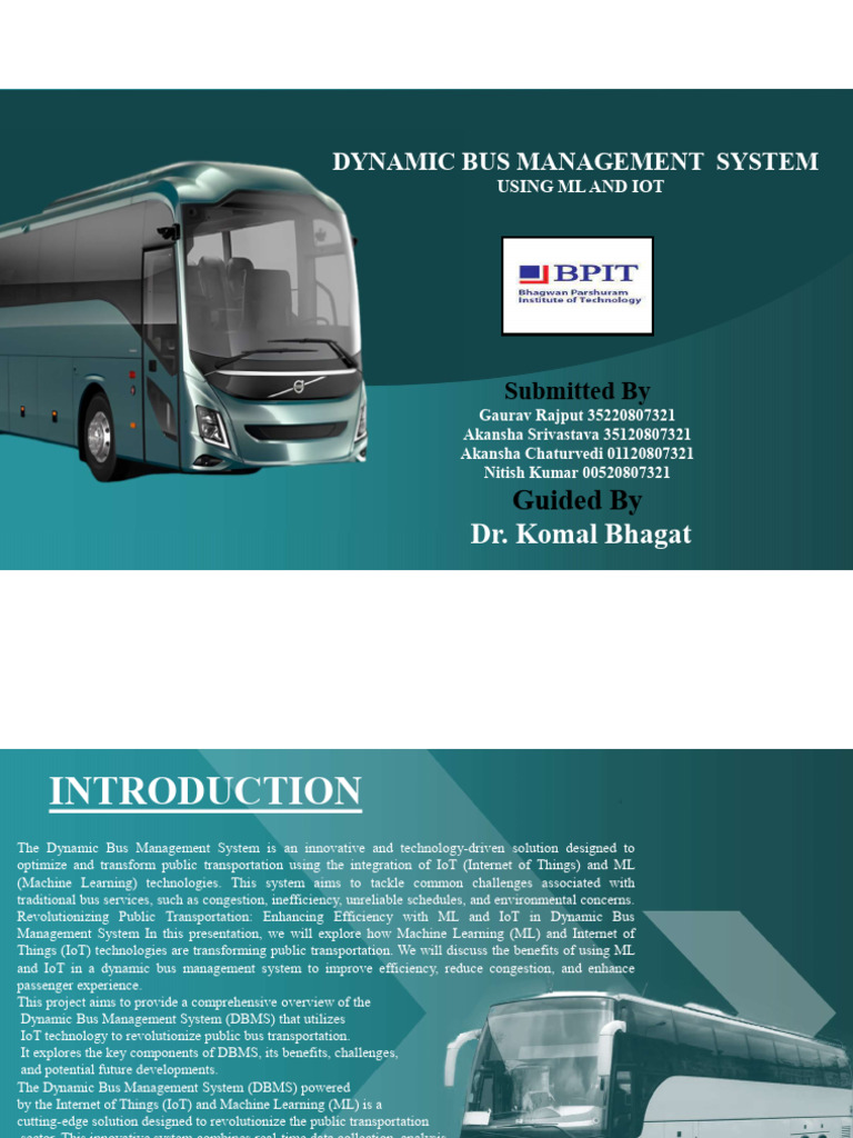 Dynamic Bus Management System Using ML and Iot | PDF | Internet Of Things | Machine Learning