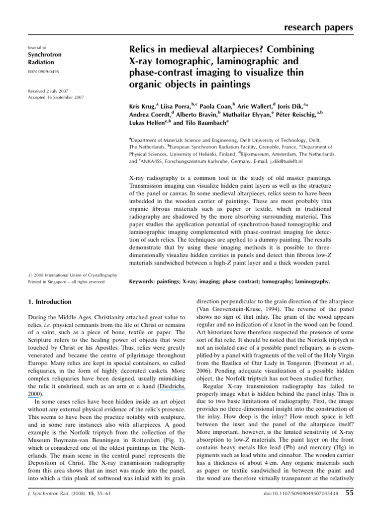 Relics in Medieval Altarpieces Combining | PDF | Ct Scan | Tomography