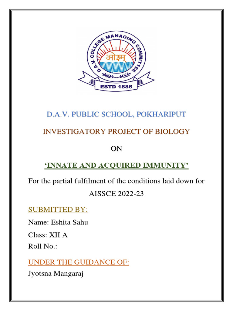 Innate and Acquired Immunity Project File | PDF | Immune System ...