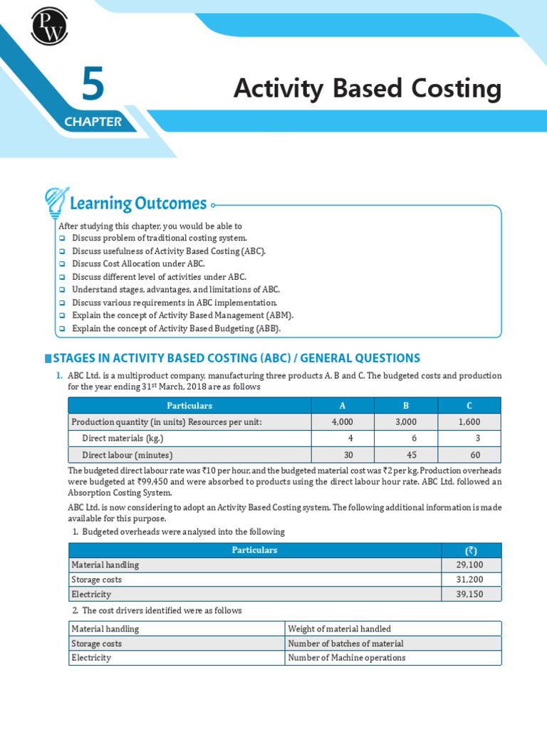 Activity Based Costing - E-Notes - Udesh Regular - Group 1 | PDF