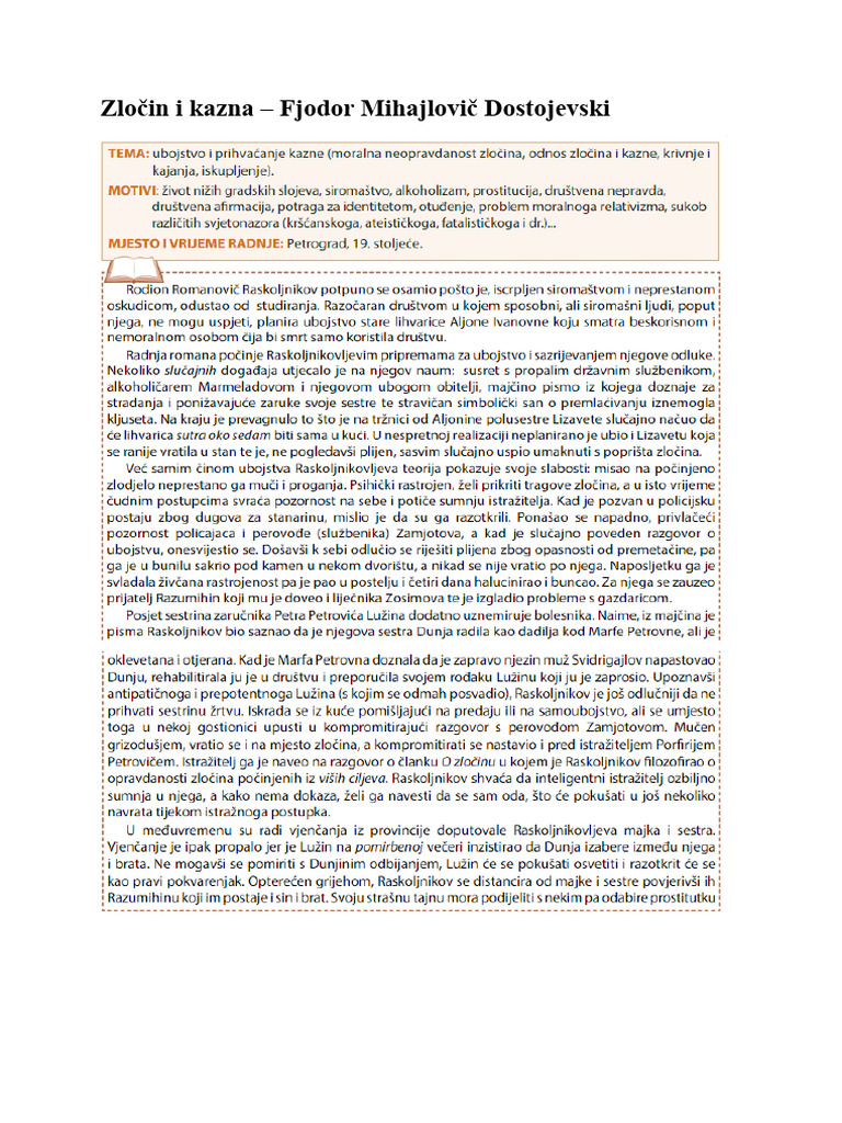 Matura 2022. HRV A Esej - Zločin I Kazna | PDF