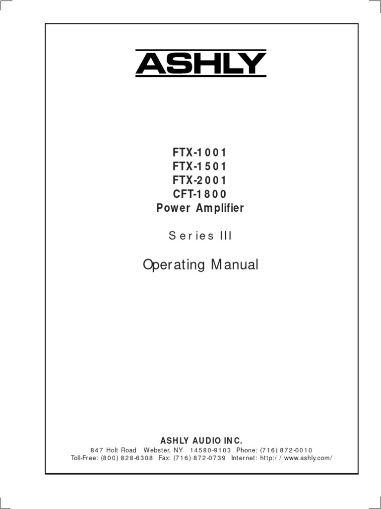 ASHLY Ftx1001-1501-2001-Amplifiers-R07 | PDF | Amplifier | Loudspeaker