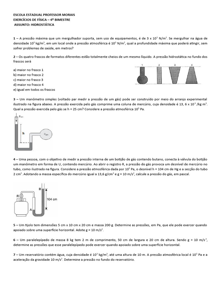 Exerc. Hidrostatica | PDF