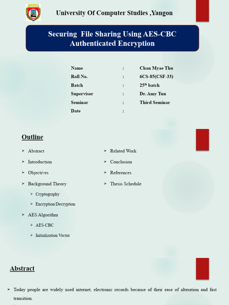 Ma Chan Myae Thu (For Third Seminar) | PDF | Cryptography | Encryption