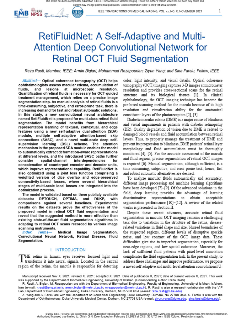 RetiFluidNet A Self-Adaptive and Multi-Attention Deep Convolutional Network For Retinal OCT ...