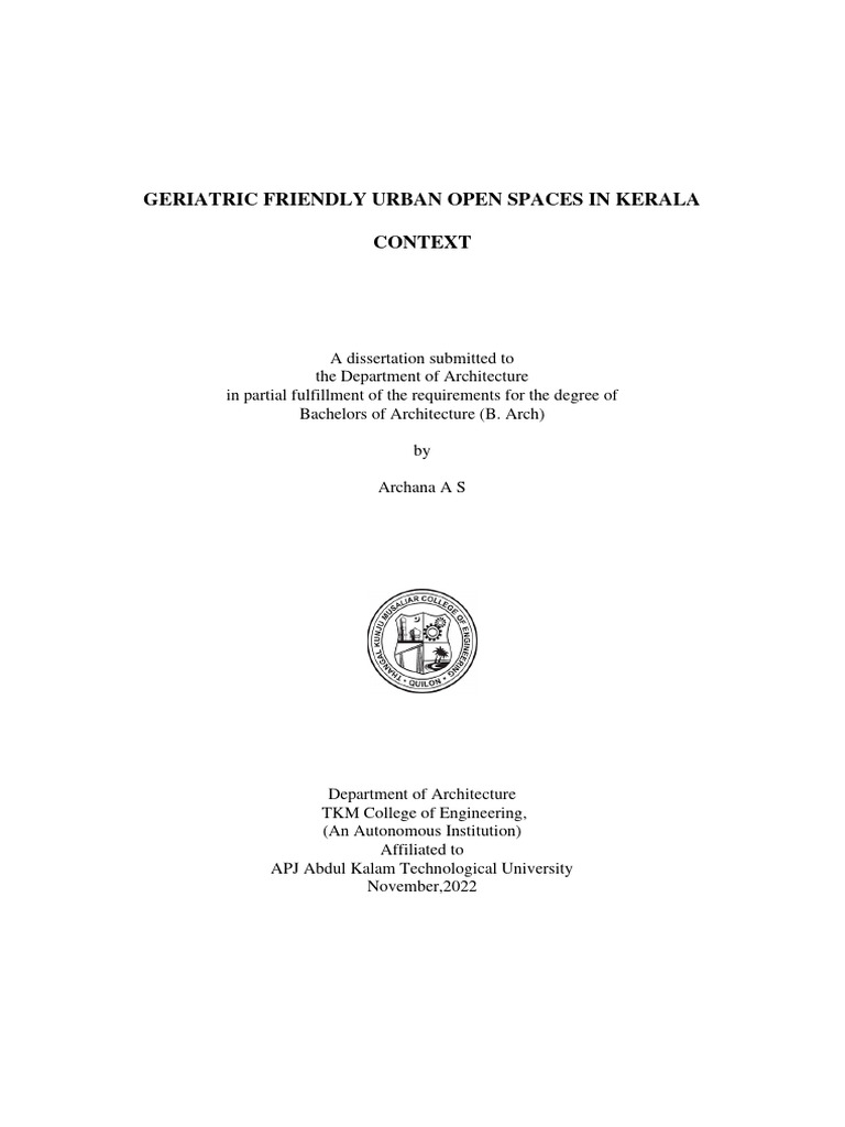 Geriatric Friendly Open Spaces Report | PDF