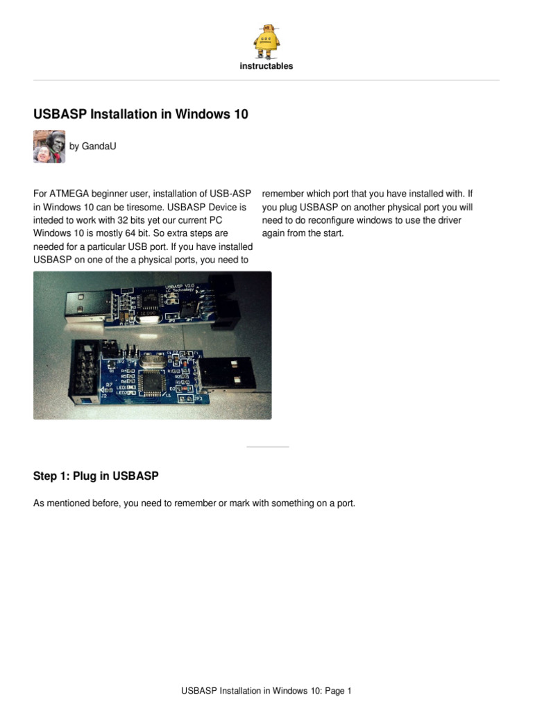 USBASP Installation in Windows 10 | PDF | Windows 10 | Microsoft Windows