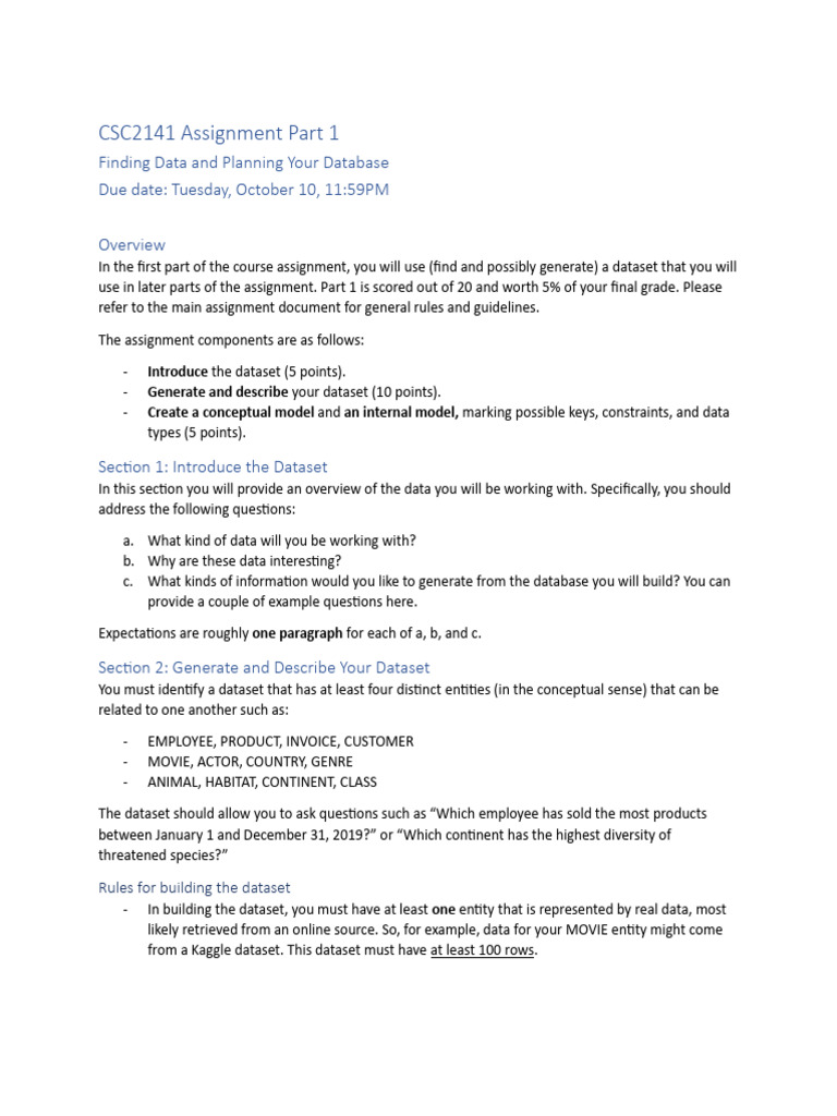 CSCI2141 Assignment Part 1 Instructions | PDF