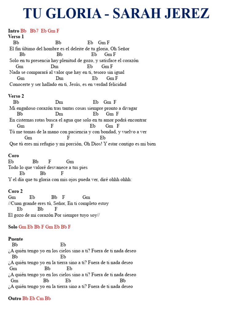 Tu Gloria - Sarah Jerez | PDF