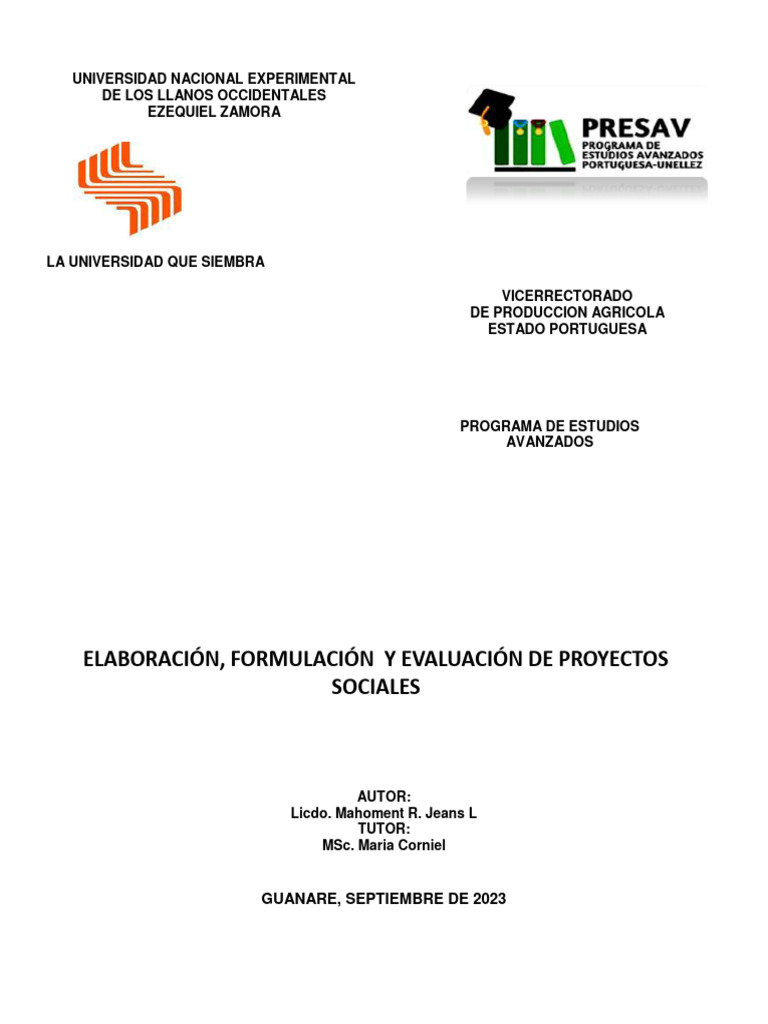Ensayo Modulo I Elaboración, Formulación y Evaluación de Proyectos Sociales | PDF | Planificación