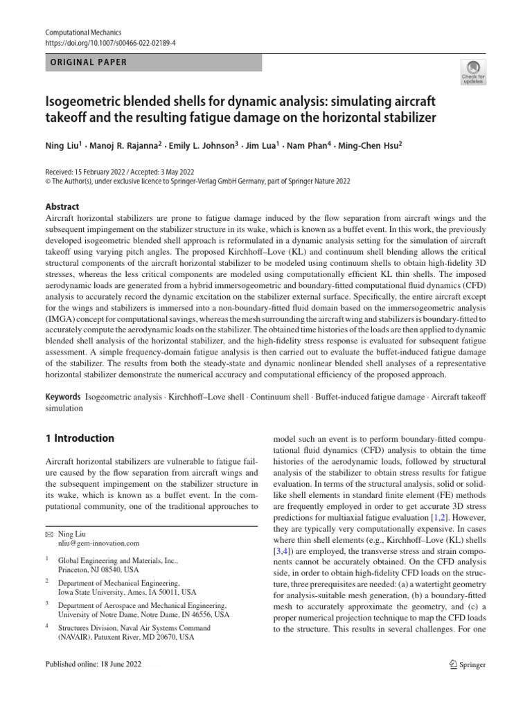Isogeometric Blended Shells For Dynamic Analysis: Simulating Aircraft ...