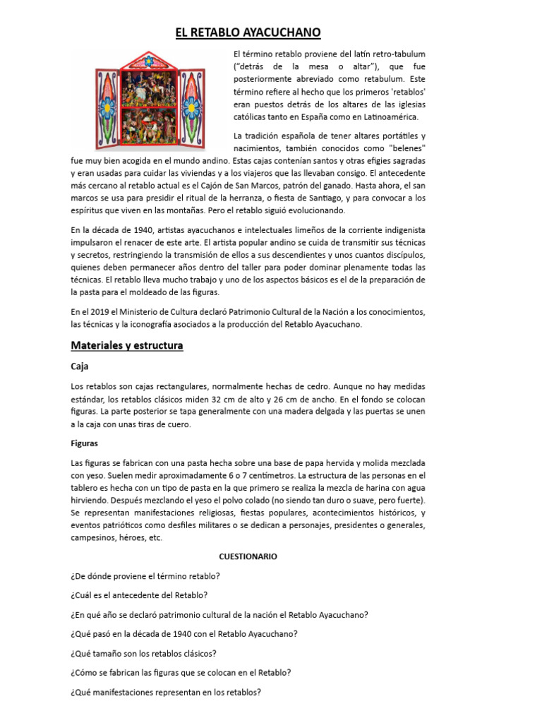 El Retablo Ayacuchano | PDF | Ciencias sociales