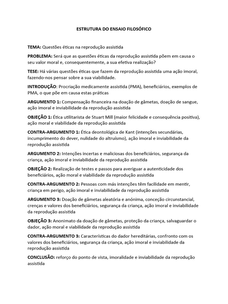 estrutura ensaio filosófico carlota 11ºano | PDF