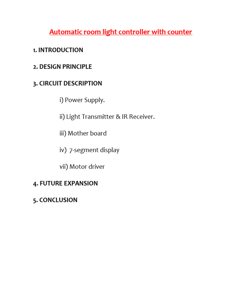 Automatic Room Light Controller | PDF | Electric Motor | Microcontroller
