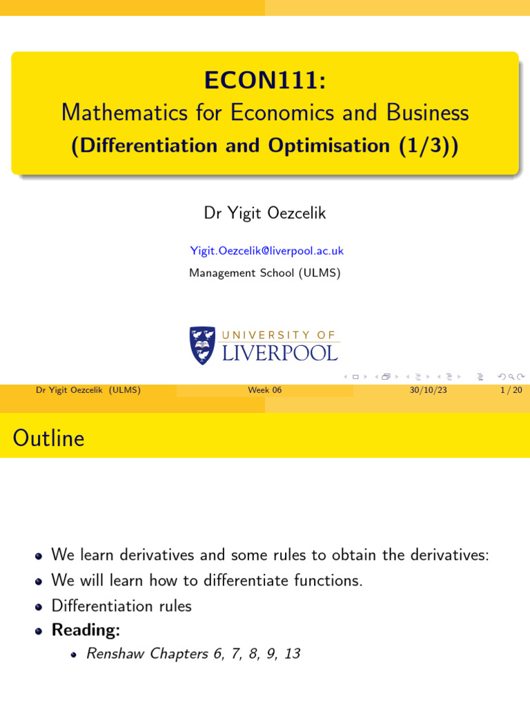 Mathematics For Economics and Business | PDF