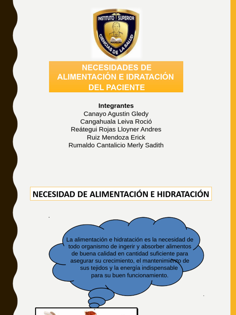 Necesidades de Alimentación e Hidratación Del Pciente | PDF | Vómitos | Especialidades Medicas