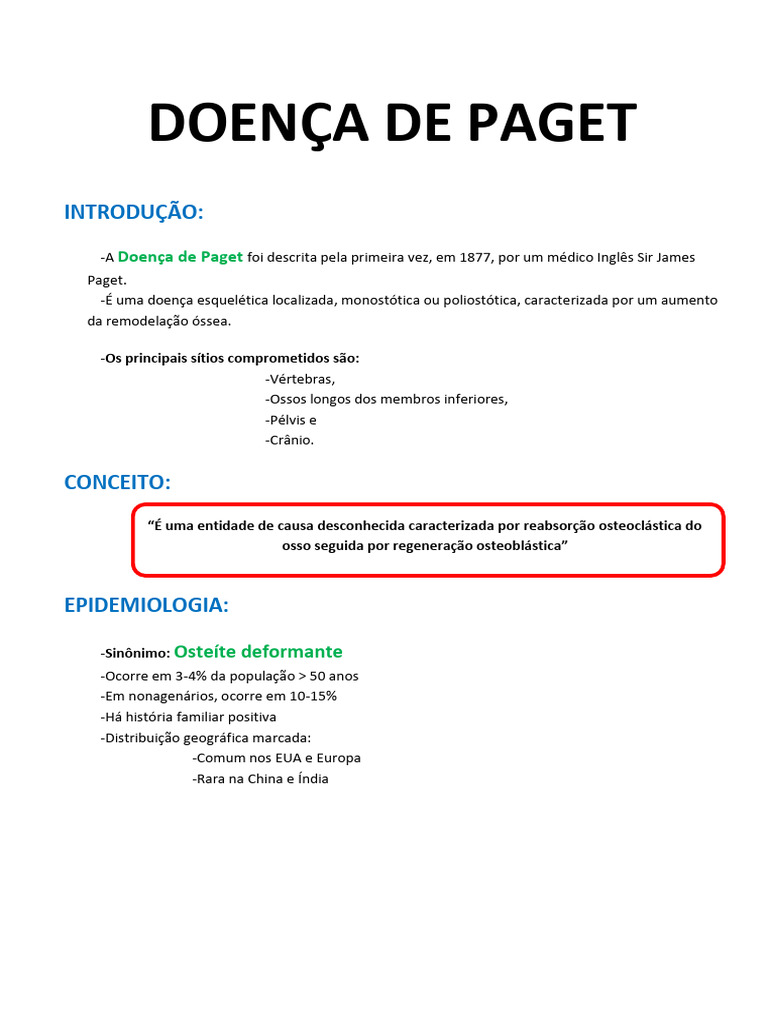 Doença de Paget PDF | Download grátis PDF | Medicina Clínica ...