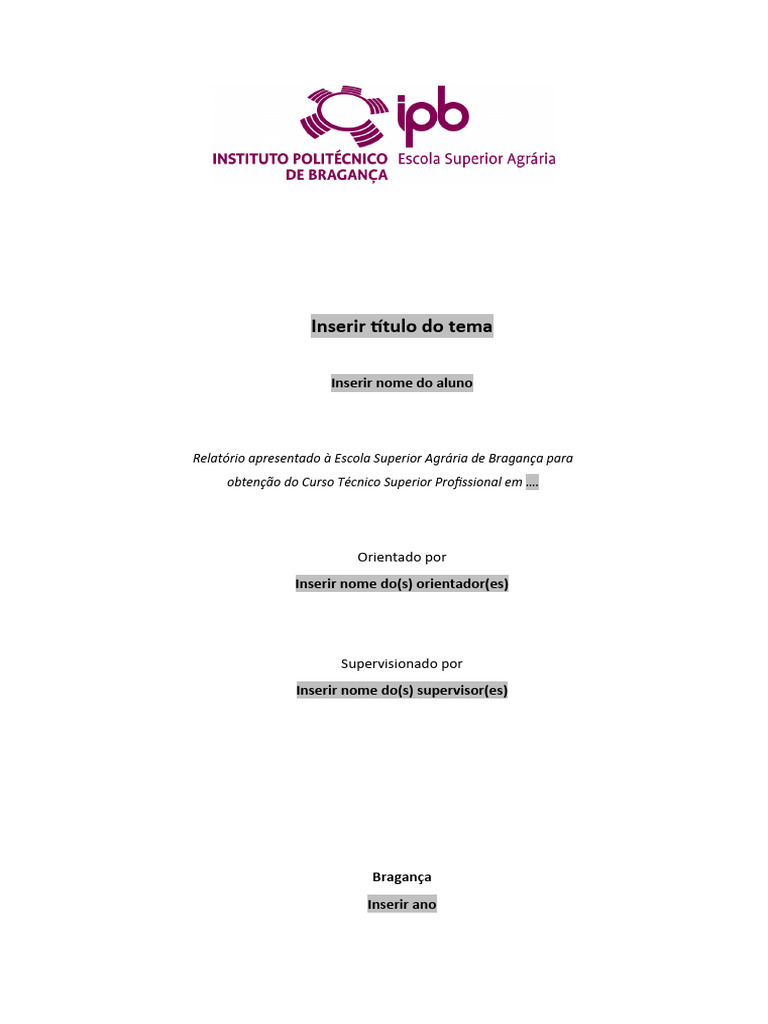 Modelo de Capa de Relatorio Do CTeSP | PDF