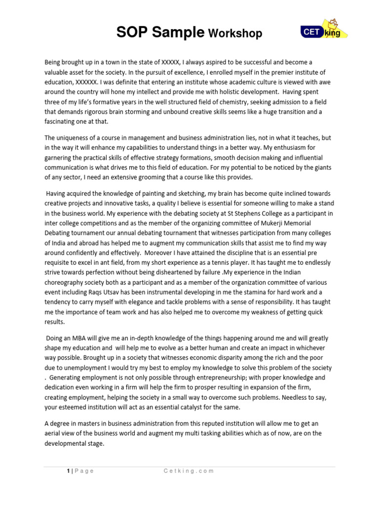 Sample SOP 3 Cetking | PDF | Cognition