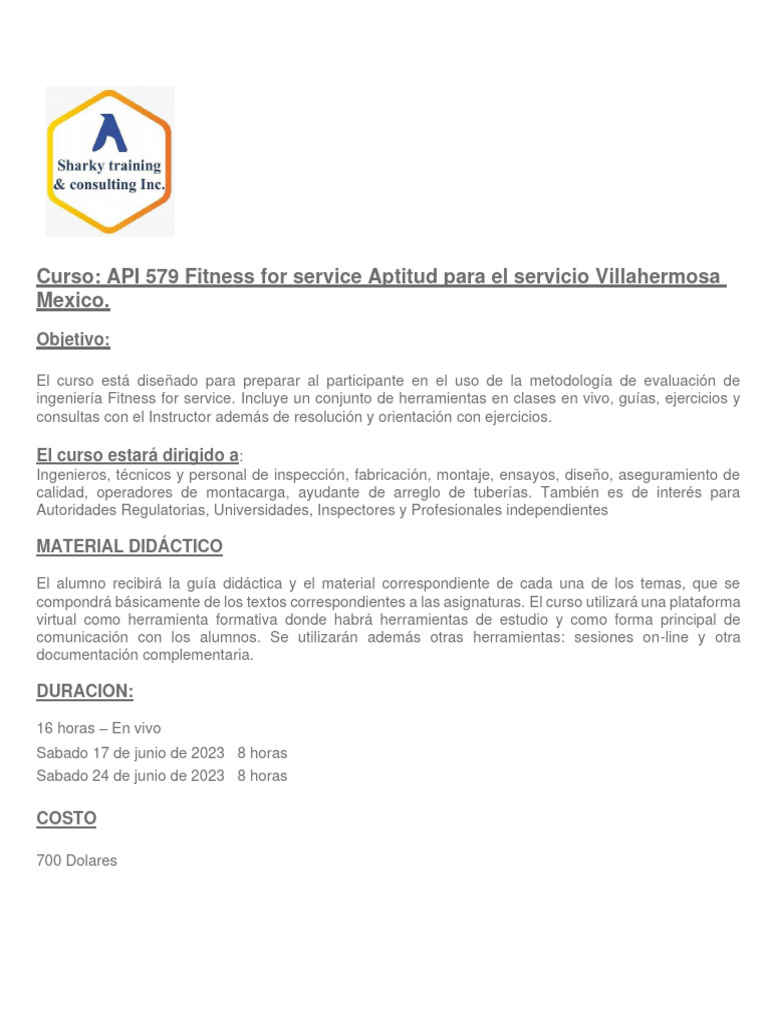 Contenido Curso de API 579 | PDF