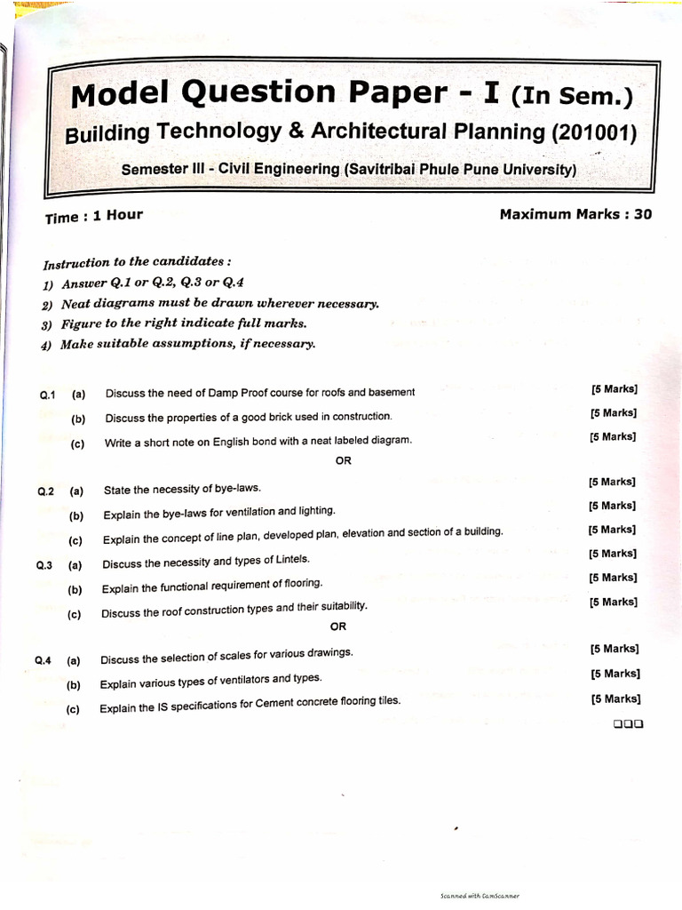 Model Question Paper BTAP | PDF