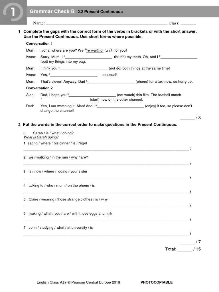 ECA2+ Tests Grammar Check 2.2B 2018 | PDF