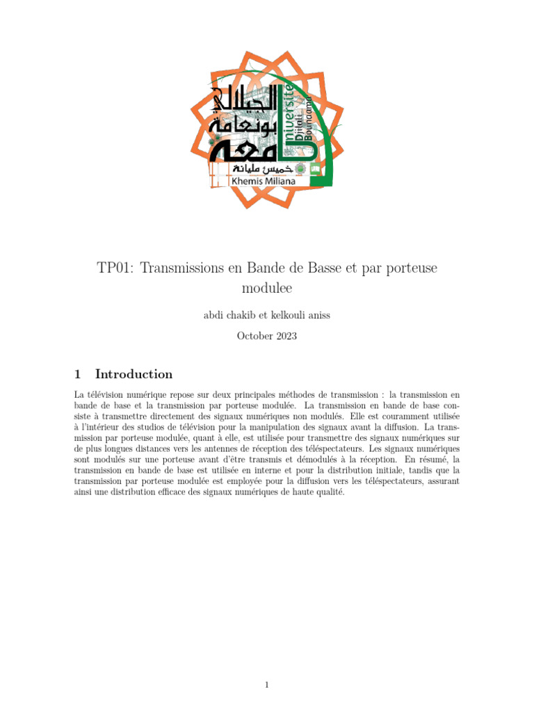 TP01 | PDF | Modulation | Ingénierie informatique