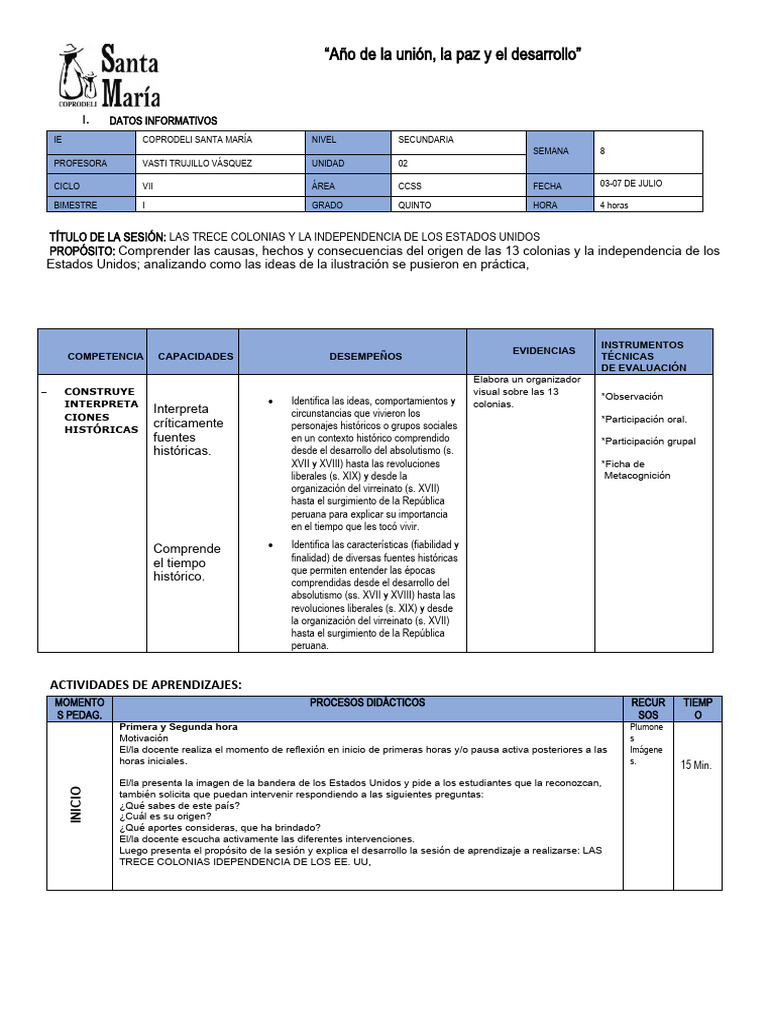 Sesión Aprend Independencia de Las Trece Colonias | PDF