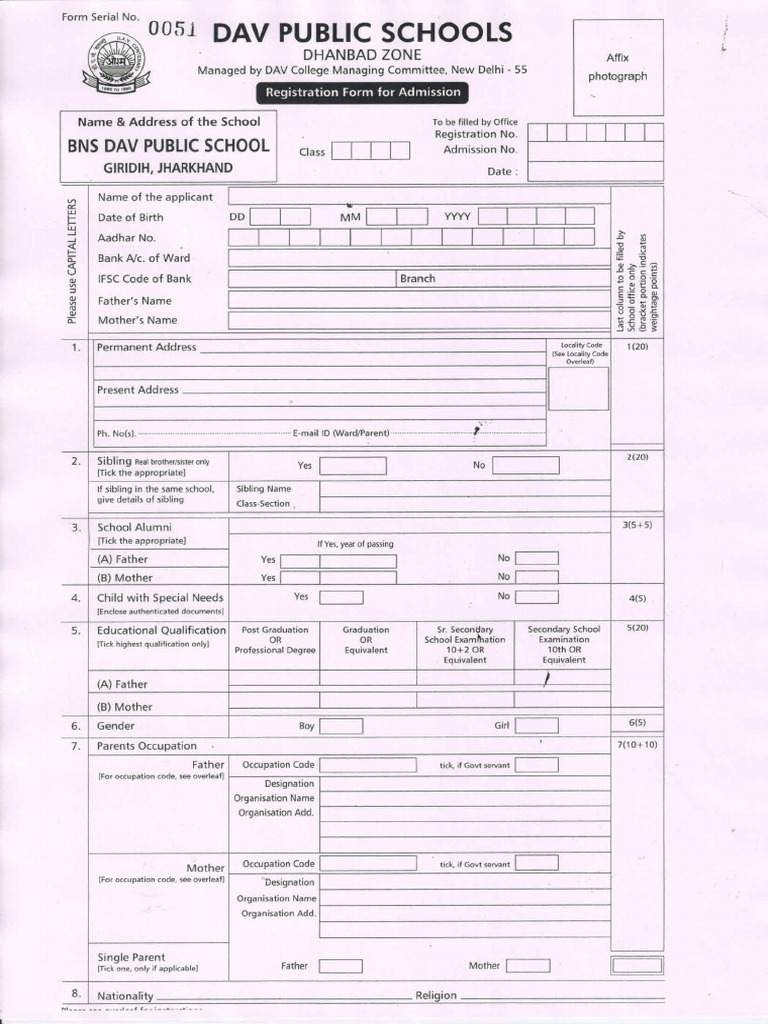 Admission - Admn. Form | PDF