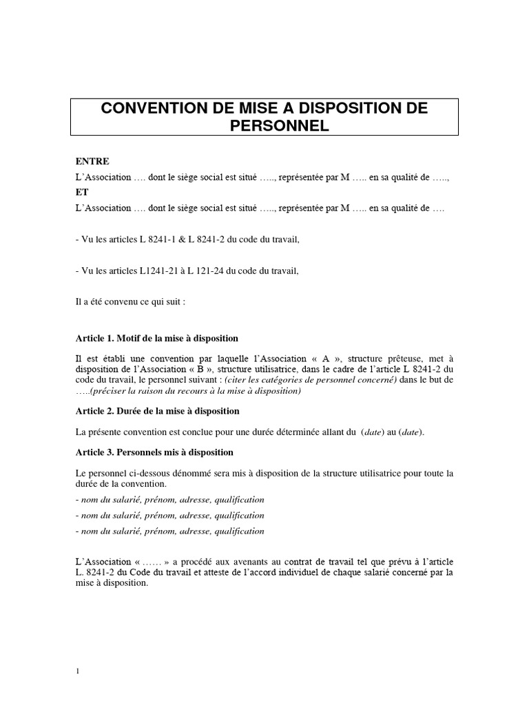 Modele Convention de Mise A Disposition 0 | PDF | Salaires | Business