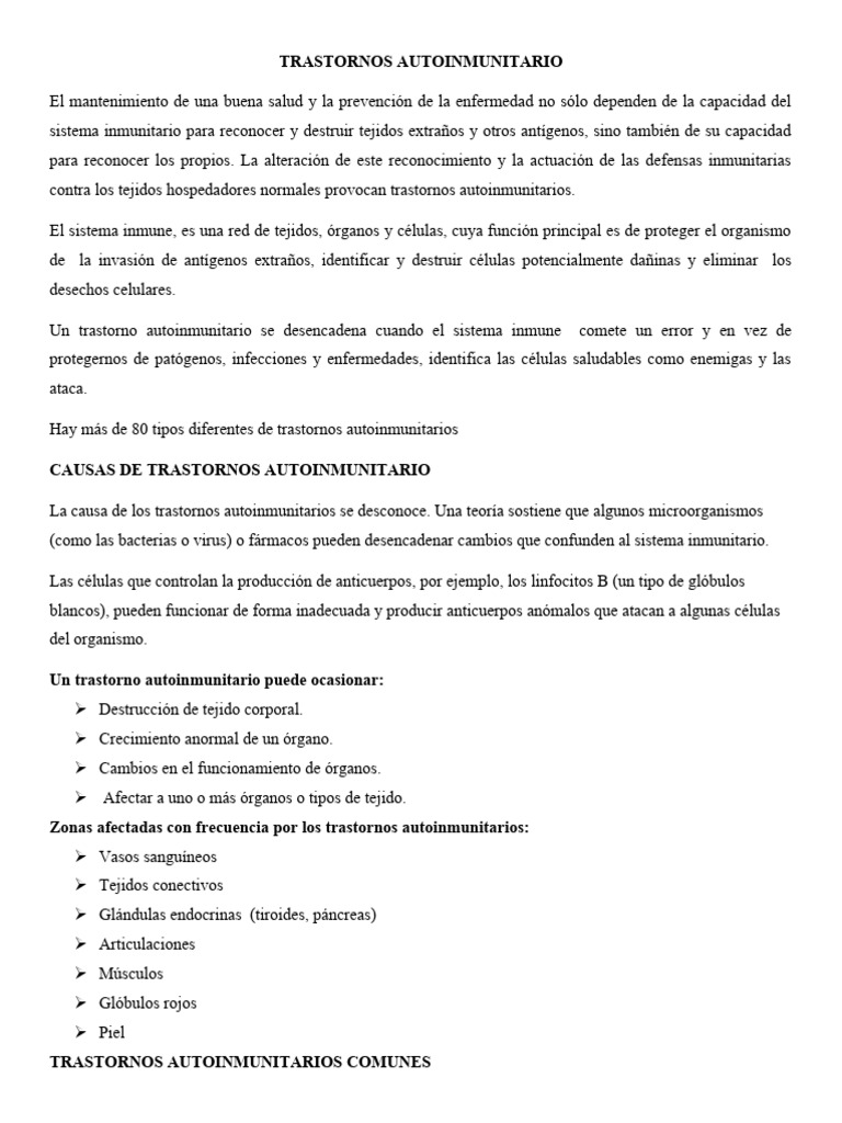 Trastornos Autoinmunitario, Alergicos, Reumaticos y Vih 2020 | PDF ...
