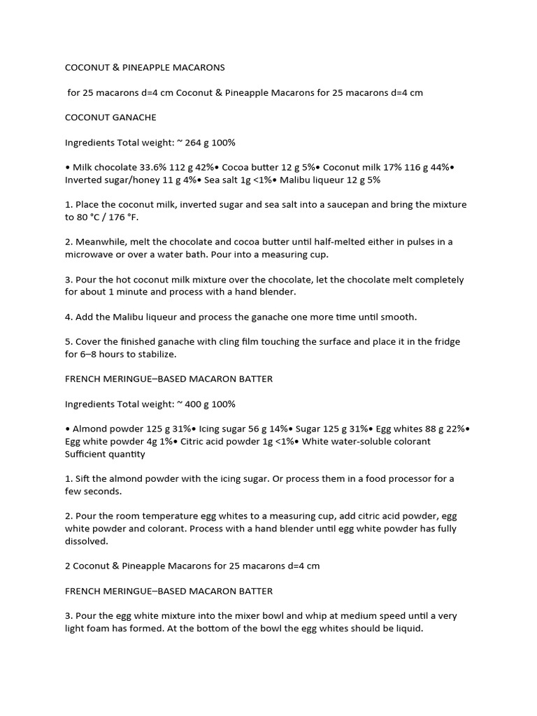 Coconut & Pineapple Macarons Kica | PDF | Foods | Food Industry