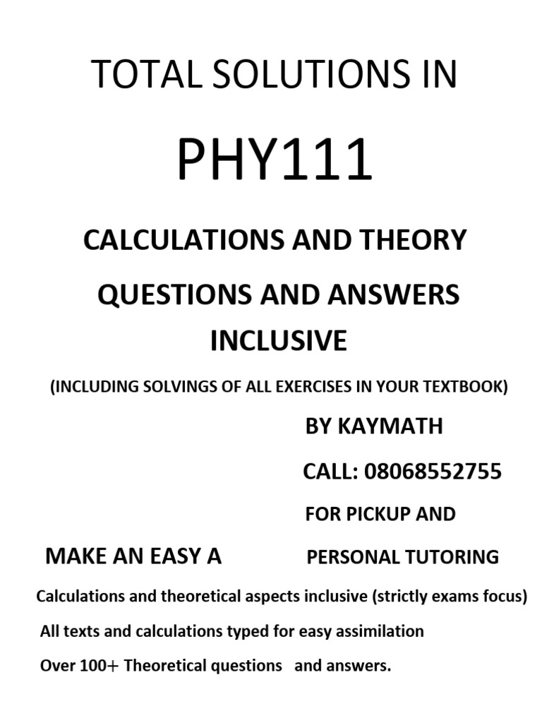 Total Solutions in Phy111 | PDF | Acceleration | Force