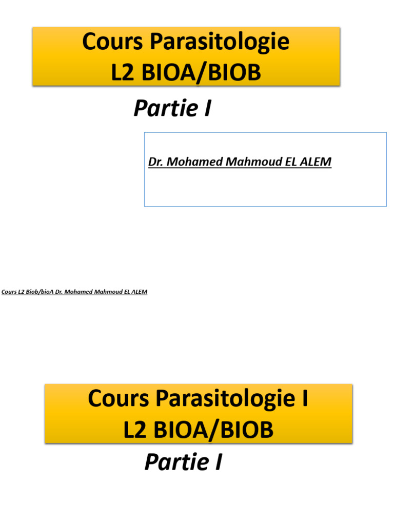 Cours Parasitologie - Généralités Partie I | PDF