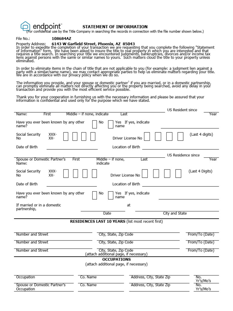 Statement of Information | Download Free PDF | Domestic Partnership ...