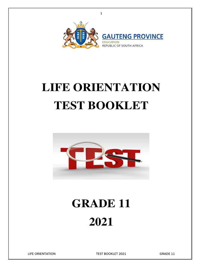 Grade 11 Life Orientation Test Guide | PDF