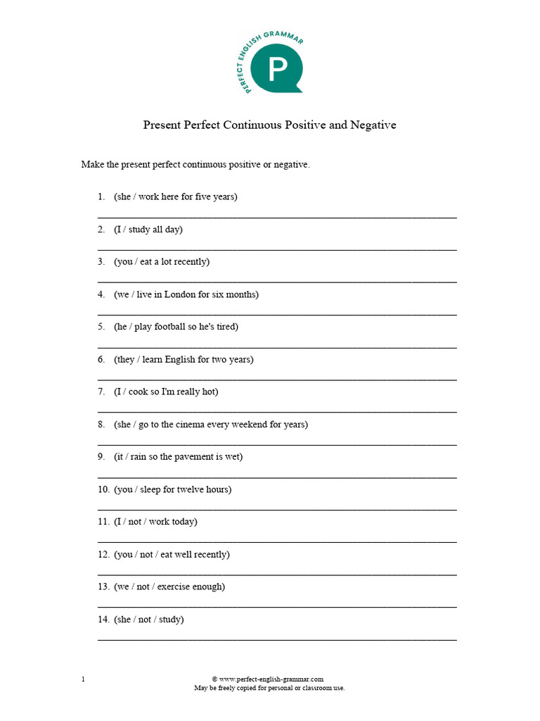Present Perfect Continuous Exercises | PDF | Career & Growth | Foreign ...