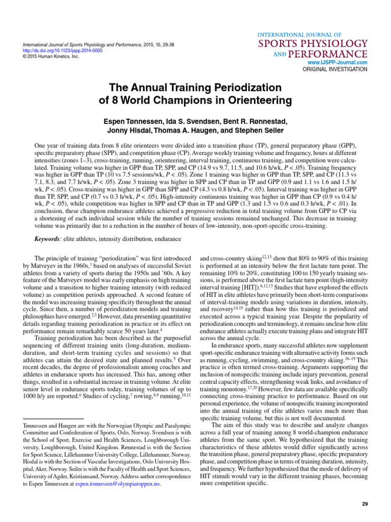 Training Periodization in Elite Orienteers | PDF