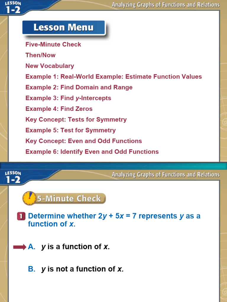 Analyzing Graphs of Functions and Relations | PDF | Function (Mathematics) | Zero Of A Function