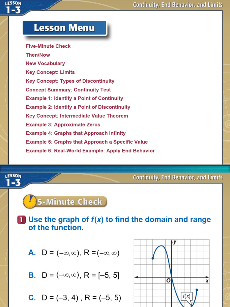 Continuity End Behavior and Limits | PDF | Continuous Function | Function (Mathematics)